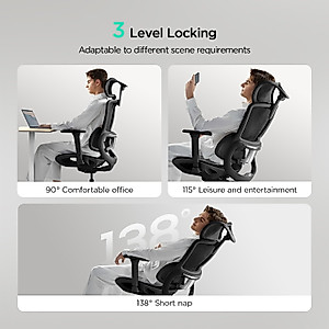 Hbada E2 Office Chair, Computer Chair with Adjustable 3D Armrest, Swivel Office Chair -Adjustable Headrest with 3D Lumbar Support and PU Wheels Black