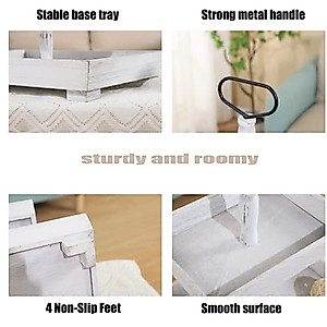 3 Tier Serving Tray, Rectangle Tiered Tray, Farmhouse Table Decor Cake Stands Round Wooden Tray Three Tier Tray with Metal Handle Large Storage Tray,Home Kitchen Shelf Coffee Bar Table