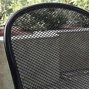 Royal Garden Metal Patio Outdoor Tables and Chairs Set Up - Nova Collection - Industrial Steel Mesh 5-Piece Round Dining Set - Black