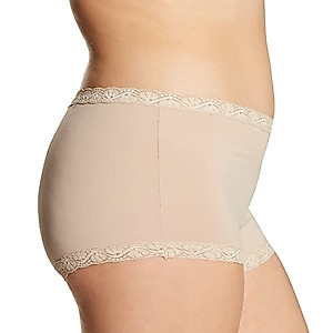 Maidenform Women's Microfiber Pack, One Fab Fit Boyshort Panties with Lace, 3-Pack, Geo Snow/Cherry Blossom/Latte Lift