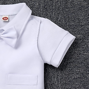 Summer Baptism Outfits for Boys Baby Boy Gentleman Suit Christening Outfit Dedication White Dress Shirt Romper Bowtie Infant Baptismal Outfit Easter Wedding Tuxedo Formal Suit All White 3-6 Months