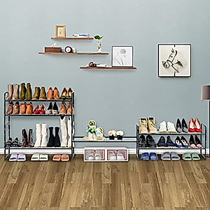 GEORIS Stackable 2-Tier Shoe Rack, Space-Saving Wide 15-Pairs Shoe Shelf Organizer for Closet, Entryway, Hallway, Black