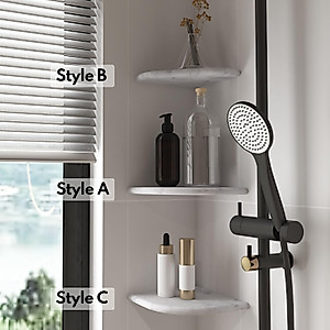 Lovdeco Marble Corner Shower Shelf, Carrara Marble, Polished 9" Round Edge Corner Shelves for Bathroom, Shower, 1 Piece