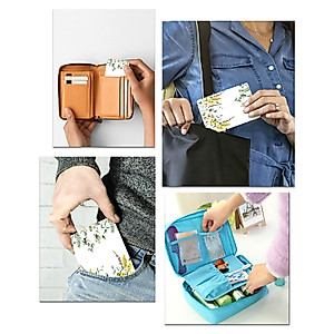 Carosoffe Flower Eucalyptus Leaves Small Compact Mirror for Purse, Daisy Spring Botanical Wildflowers Travel Makeup Mirror for Women Men, Rectangular Handheld Compact Pocket Mirror 2 PCS