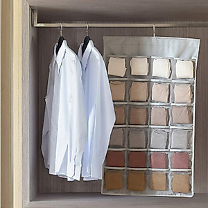 Souarts Closet Hanging Underwear Storage, 36 Pockets Wardrobe Bra Socks Underwear Organizer, Double Sided Hanging Storage Bags, Space Saver Home Storage(Gray)