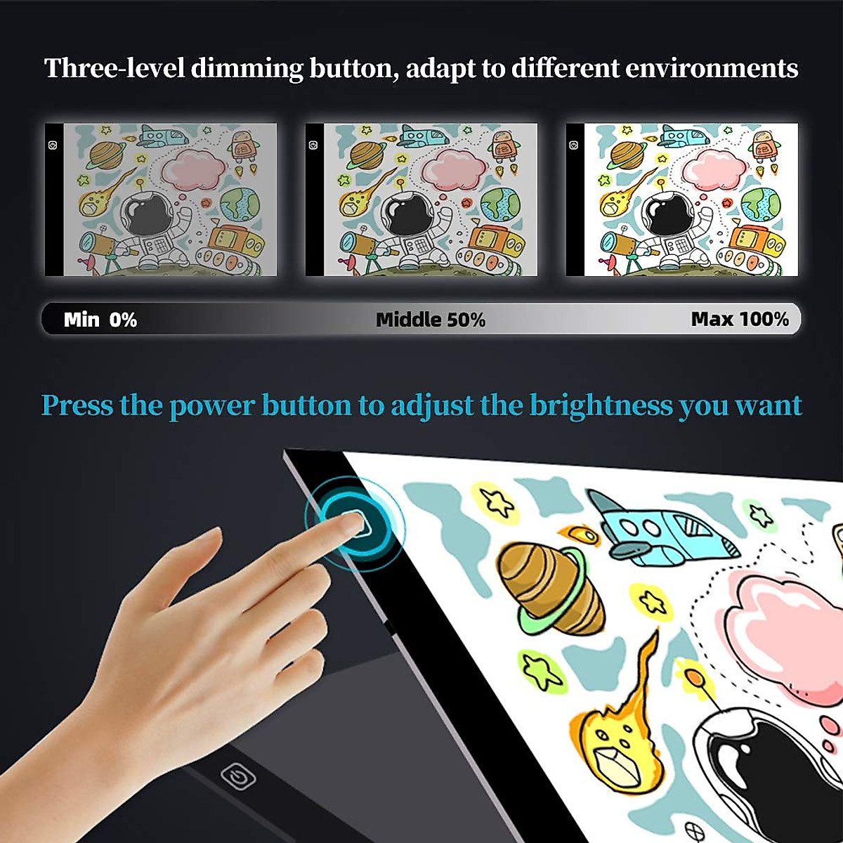 Dimmable Portable Tracing Light Box, LED Lighted Tracing Board Drawing Table, Ultra-Thin USB Port Light Pad for Diamond Art, Tattoo, Architecture, Calligraphy, Artograph (A4 Light Box)