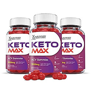 Justified Laboratories (3 Pack) Keto Max ACV Gummies 1000MG with Pomegranate Juice Beet Root B12 180 Gummys