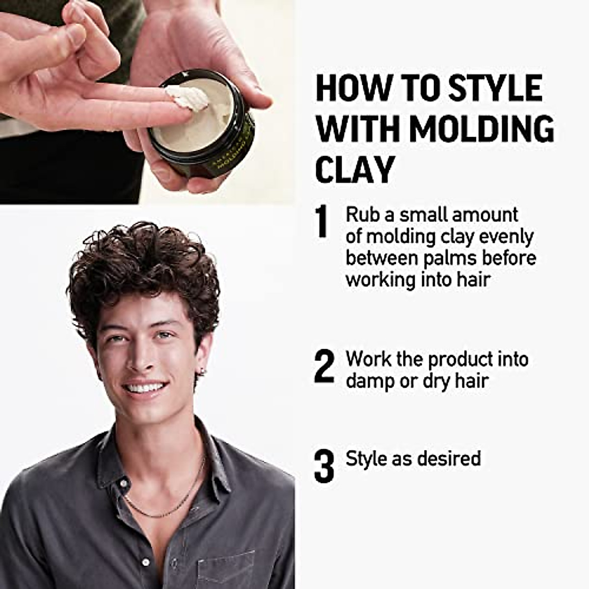 American Crew Men's Hair Molding Clay, Like Hair Gel with Strong Hold & Medium Shine, 3 Oz (Pack of 1)