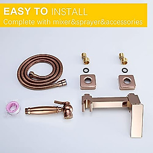 MINJING Bidet Sprayer for Toilet Rose Gold, Baby Cloth Diaper Sprayer for Toilet, Brass Wall Mounted Bidet Faucet for Personal Hygiene, Pet Clean