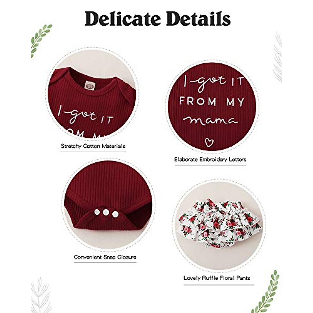 Mioglrie Newborn Baby Girl Clothes Romper Shorts Set Ruffle Infant Girl Clothes Knitted Baby Girls' Clothing Daddys Little Girl Baby Clothes Maroon Baby Clothes Girl 0-3 Months