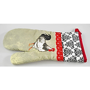 Home-X Rooster 100% Cotton Oven Mitt for Cooking and Serving, Professional Heat Resistant Microwave Oven Soft Inner Lining Baking Kitchen Cooking Mittens BBQ Grilling