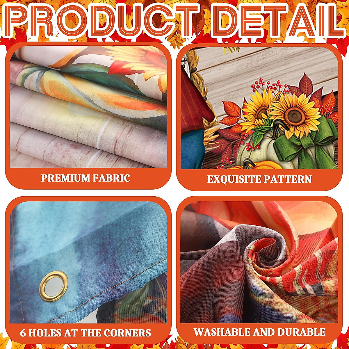 13 x 6ft Fall Garage Door Decorations Banner Extra Large Happy Fall Backdrop Fall Decorations with White Rope Autumn Pumpkin Scarecrow Wall Banner Fall Hanging for Fall Thanksgiving Party