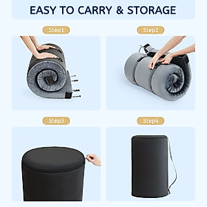 HomeMate CertiPUR-US Memory Foam Camping Mattress Pad Portable Roll Up Mattress for Adults Sleeping Mat Cot Mattress Pad Car Tent Floor Mattress Removable Waterproof Cover Travel Bag Guest Bed