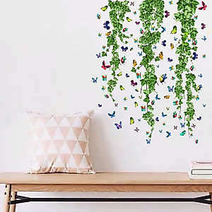 AnFigure Hanging Vine Wall Decals Ivy Leaves Grapevine Wall Stickers Nature Plant Leaf Greenery Leaves Wall Decal Bedroom Living Room Sofa TV Background Wall Decor