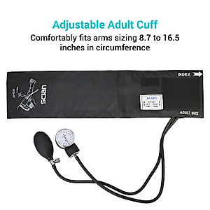 Scian Aneroid Sphygmomanometer and Dual Head Stethoscope Set with Blood Pressure Cuff 8.7”-16.5” in Carrying Bag for Doctos Nurses Senior Home Use (Black)