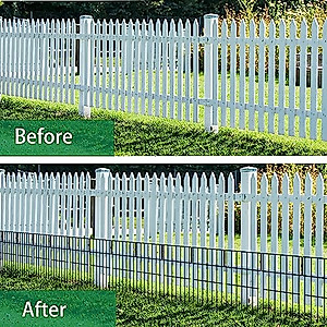 ELYKEN 10 Pack Garden Fences, Animal Barrier Fence for Dog, 17”H x 12"W (Total 10’) Decorative Rustproof Metal Wire Panel Border for Dog, Flower Edging Blocker for Yard Landscape Patio Outdoor Decor