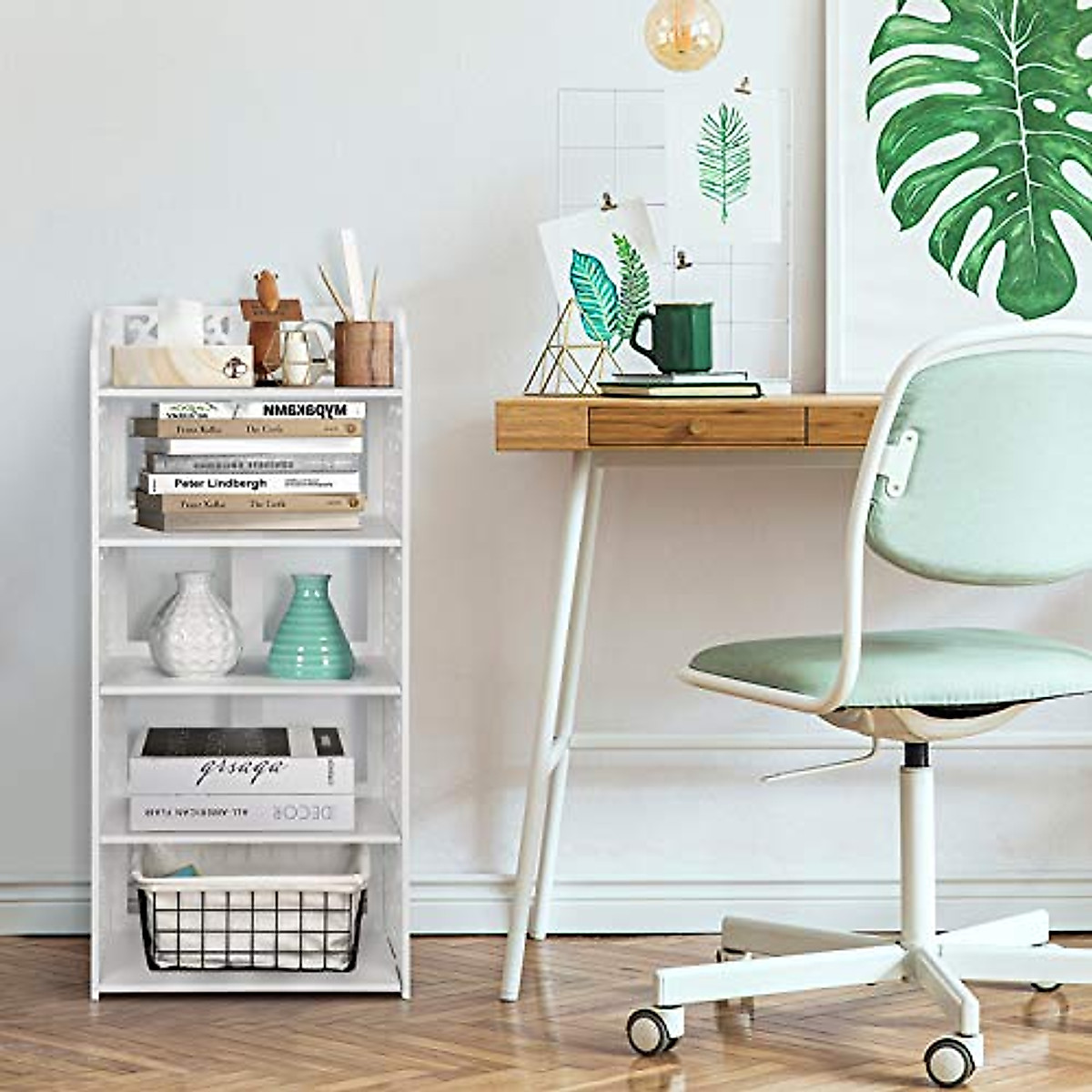 Estink Shoes Rack, White Wood Plastic Modern Space-Saving Display Shoe Tower, Free Standing Shoes Storage Organizer Closet Shelves Holder Container for Home Office, Max Support Hold 10 Pair (5 Tier)