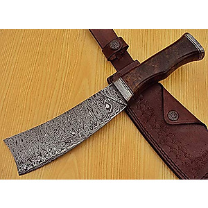 CP-35 Custom Handmade Damascus Steel 12.00 Inches Cleaver style Knife - Beautiful Handle