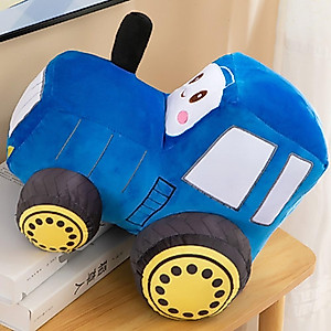 OUKEYI Car Plush Tractor Stuffed Cushion Truck Toy Super Cute Car Plush Pillow,Tractor Pillow Sofa Cushion Gift for Kids Or Lovers in Valentine's Day, Christmas or Birthday (Blue)