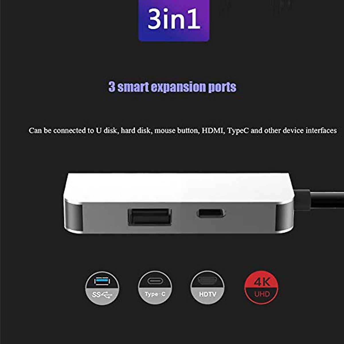XUNMAIFHB Portable Docking Station,Type-c hub to hdmi Multi-Function Expansion Dock usb3.0 HD Converter USB-c hub with PD HDTV UHD Fast Transmission