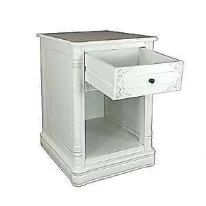 Benjara Kai 26 Inch Wood Accent Chest, 1 Drawer, Open Space, Carved Design, White