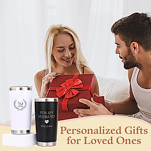 Personalized 20oz Tumblers with Names, JSAJU Stainless Steel Tumbler with Straw and Lid, Customized Insulated Coffee Mug, Double Wall Vacuum Skinny Travel Cup, Gifts for Men Women for Birthday