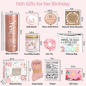 16th Birthday Gifts for Girls, Sweet 16 Birthday Gift Ideas, 10 Pieces Unique 16th Birthday Gifts for Daughter, Niece, Granddaughter, 16th Birthday Gifts for Her, Happy 16 16th Birthday Gifts