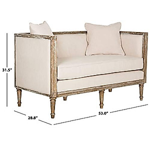 Safavieh Home Collection Leandra French Country Settee, Beige/Rustic Oak