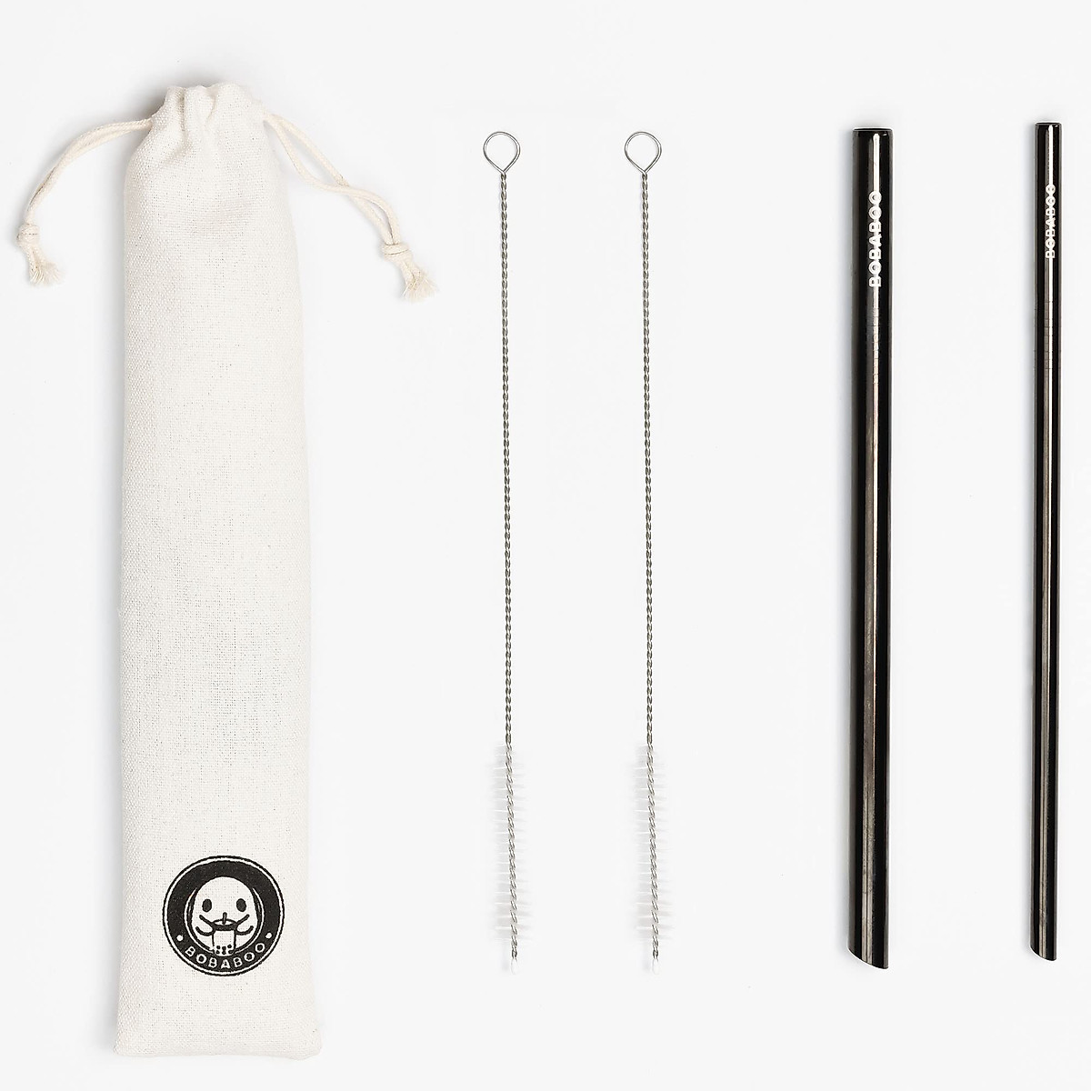 BOBABOO Reusable 24 oz Boba cup with straw set, straw cleaner, and gift box, borosilicate reusable bubble tea cup (Black)