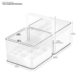madesmart Portable Tote with Dividers-Stack Collection Stackable & BPA-Free, Medium, Frost