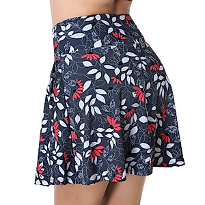 Xioker Women Skorts Skirts with Pockets,Flattering Printed Women Skorts Lightweight for Tennis Sports(Grey Printed L)