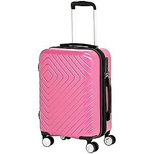Amazon Basics Geometric Travel Luggage Expandable Suitcase Spinner with Wheels and Built-In TSA Lock, 21.7-Inch - Pink