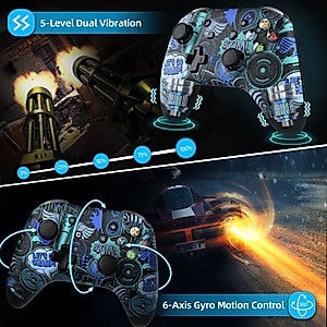 REDSTORM Switch Pro Controller for Nintendo Switch/Switch Lite/OLED/Android/iOS/PC, Wireless Switch Controller with 4 Programmable Buttons, Dual Vibration, Turbo, LED Light and Wake up Function