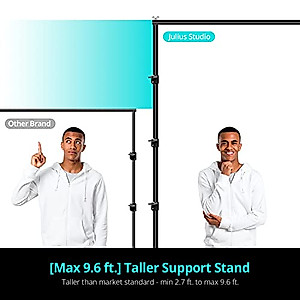 Julius Studio Heavy Duty 10 x 9.6 ft. (W x H) Backdrop Stand Background Support System Kit with Spring Clamps, Elastic String Clip, Sand Bag, Carry Bag for Photography, Events, JSAG660