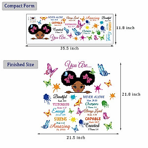 Inspirational Wall Decals Black Girl Religious Stickers Positive Saying African American You are Beautiful Nursery Decor African American Bedroom Art, Positive Afro Kid Teen Room Home Decor