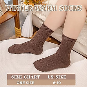 Justay 5 Pairs Womens Wool Thick Warm Winter Socks, Casual Cozy Vintage Knit Crew Socks Gift for Women