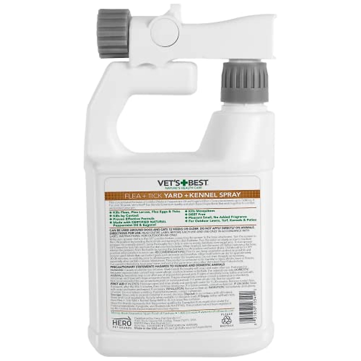 Vet's Best Flea and Tick Yard and Kennel Spray - kills Mosquitoes with Certified Natural Oils - Plant Safe with Ready-to-Use Hose Attachment - 32 oz