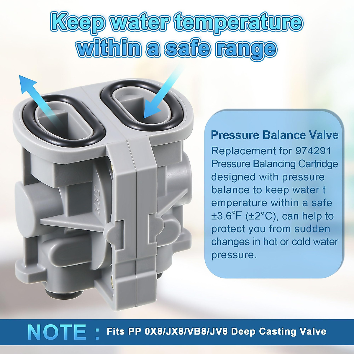 Dreyoo Replacement for 974-291 Pressure Balancing Cartridge, Tub and Shower Cartridge Compatible with Price Pfister 0X8/JX8/VB8/JV8 Deep Casting Valve, Anti Leak Shower Cartridge Replacement