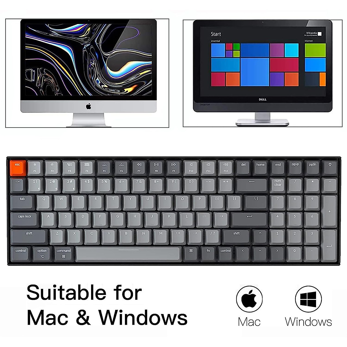 Keychron K4 96% Layout Bluetooth Wireless Mechanical Keyboard, 100 Keys/USB C/White LED Backlit/Gateron G Pro Red Switch/N-Key Rollover, Gaming Keyboard for Mac Windows, Version 2