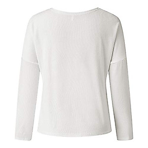 WUAI-Women Oversized Sweater Knitted Deep V-Neck Long Sleeve Wrap Front Loose Sweater Pullover Jumper Tops Plus Size(White,4X-Large)