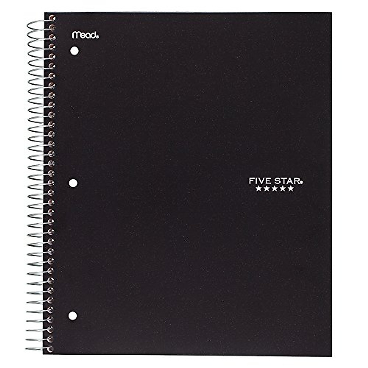 Five Star Spiral Notebook, 1 Subject, College Ruled Paper, 100 Sheets, 11" x 8-1/2", School, Wired, Black (72057)