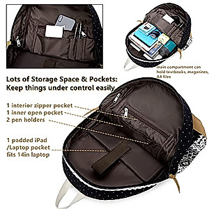 Leaper Geometric Laptop Backpack School Bag Lunch Bag Pencil Bag 3 in 1 Set Pink