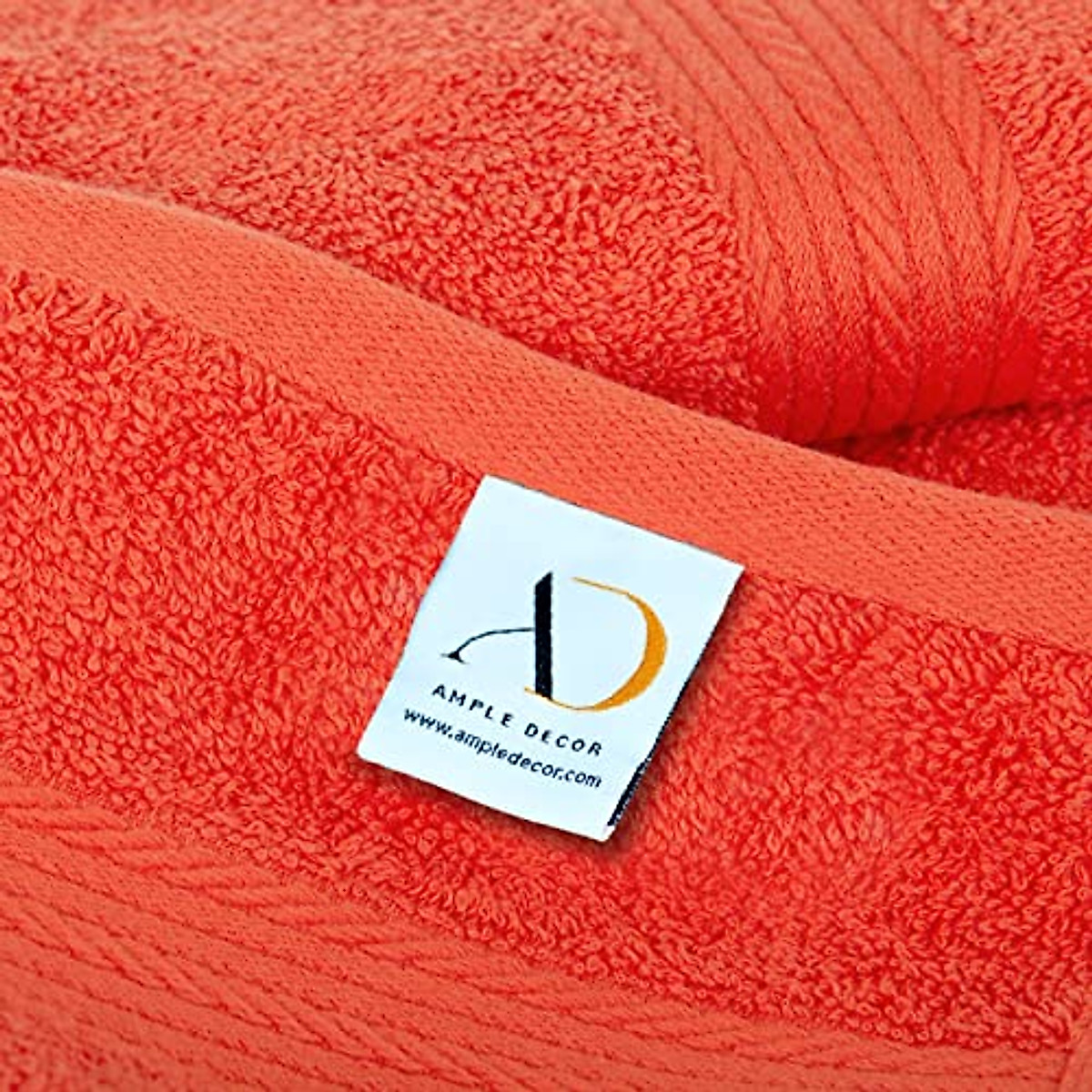 Ample Decor Wash Cloths Pack of 20, Oeko Tex Certified 600 GSM 100% Cotton Soft Absorbent, Premium Quality Durable Machine Washable, Ideal for Bathroom, Pool, Hotel, Spa – Orange