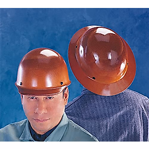 MSA 460389 Skullgard Full-Brim Hard Hat with Staz-on Pinlock Suspension, Lamp Bracket and Cord Holder | Non-slotted Cap, Made of Phenolic Resin, Radiant Heat Loads up to 350F - Standard Size in Tan