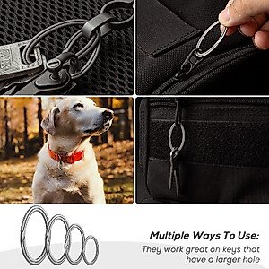 TISUR Oval Titanium Key Rings Bulk, Heavy Duty Quick Release Side Pushing Split Keyring Keychain,Strong Key Chain Rings (1L+4M titanium key rings)