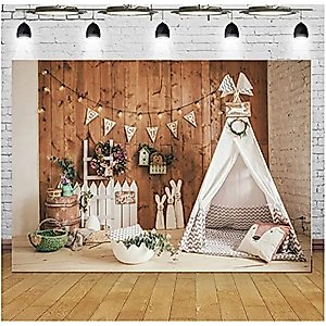 Easter Backdrop Interior Spring Tent Eggs Photography Background for Kids Newborn Baby Decor Banner Portrait Photo Booth Props Vinyl (7ft×5ft)