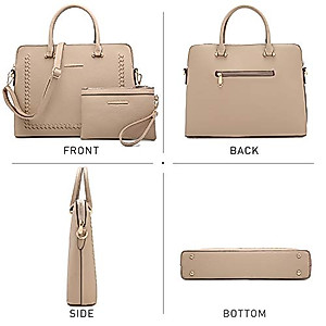 Dasein Women Woven Design Large Handbag Purse Vegan Leather Work Bag Tote Shoulder Bag