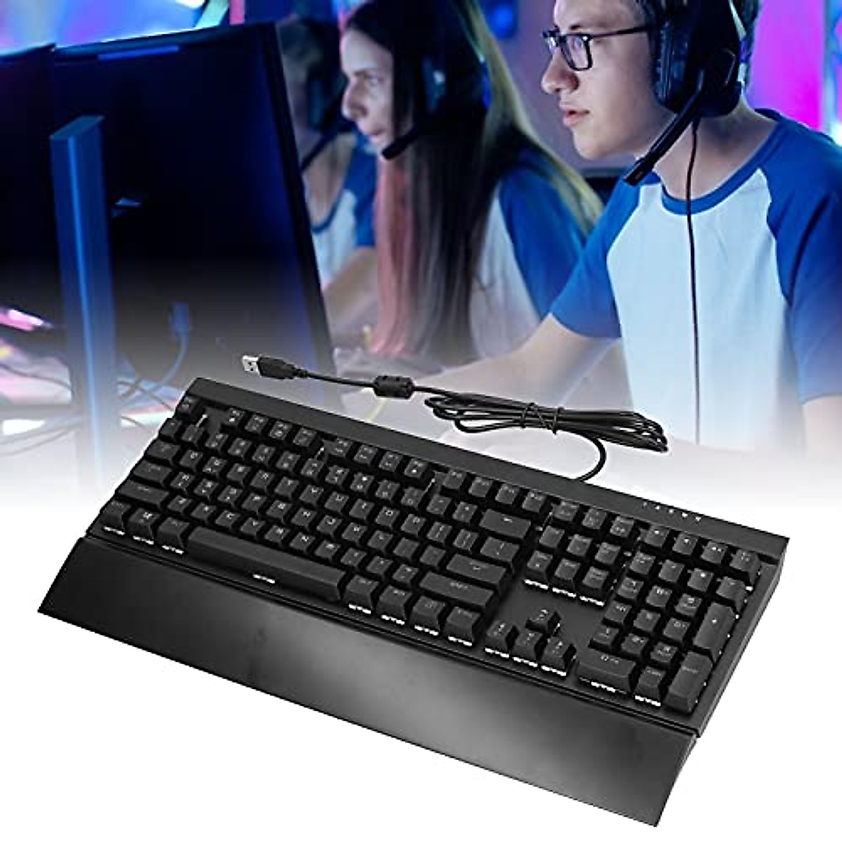Byged PC Gaming Keyboards, 108 Keys Gaming Keyboard RGB Colorful Backlight Keyboard Computer Game Keyboard with Stable Data Transmission, for PC Gamers(Tea Shaft)