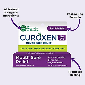 CUROXEN Mouth Sore Relief, Made with All-Natural Ingredients Including Olive Oil, Calendula, Beeswax, Clove Essential Oil, and Cinnamon Oil, Gluten-Free - 0.42 oz