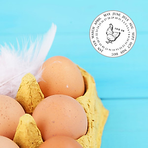 Laid On Date Stickers | 50 Pack | 2" Round Stickers | Farm Fresh Stickers, Egg Carton Stickers, Date Stickers for Fresh Eggs | White and Black with Chicken Design